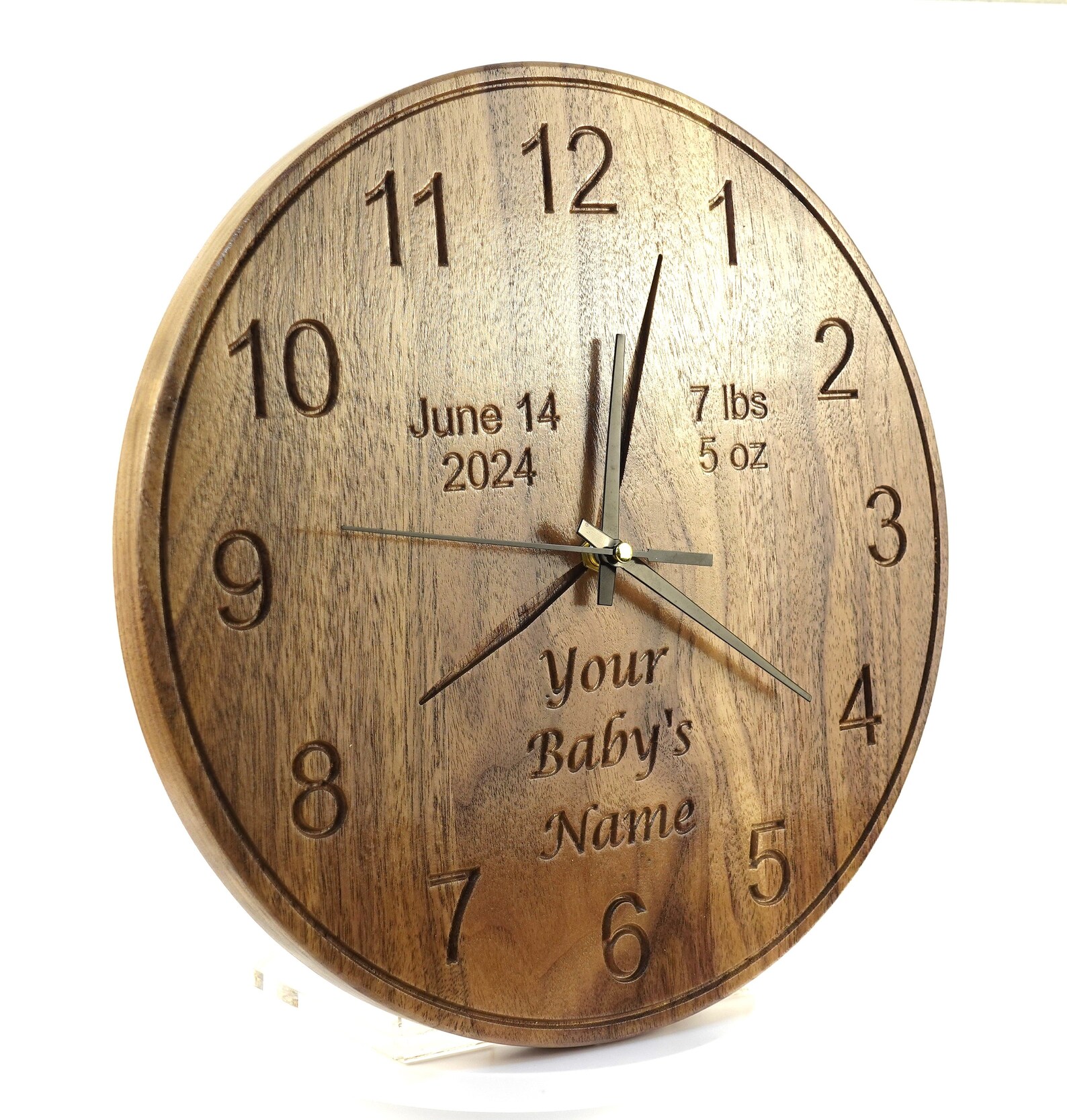 Engraved Birth Clock - Baby Shower Gift, Newborn Gift, Wood Wall Clock ...