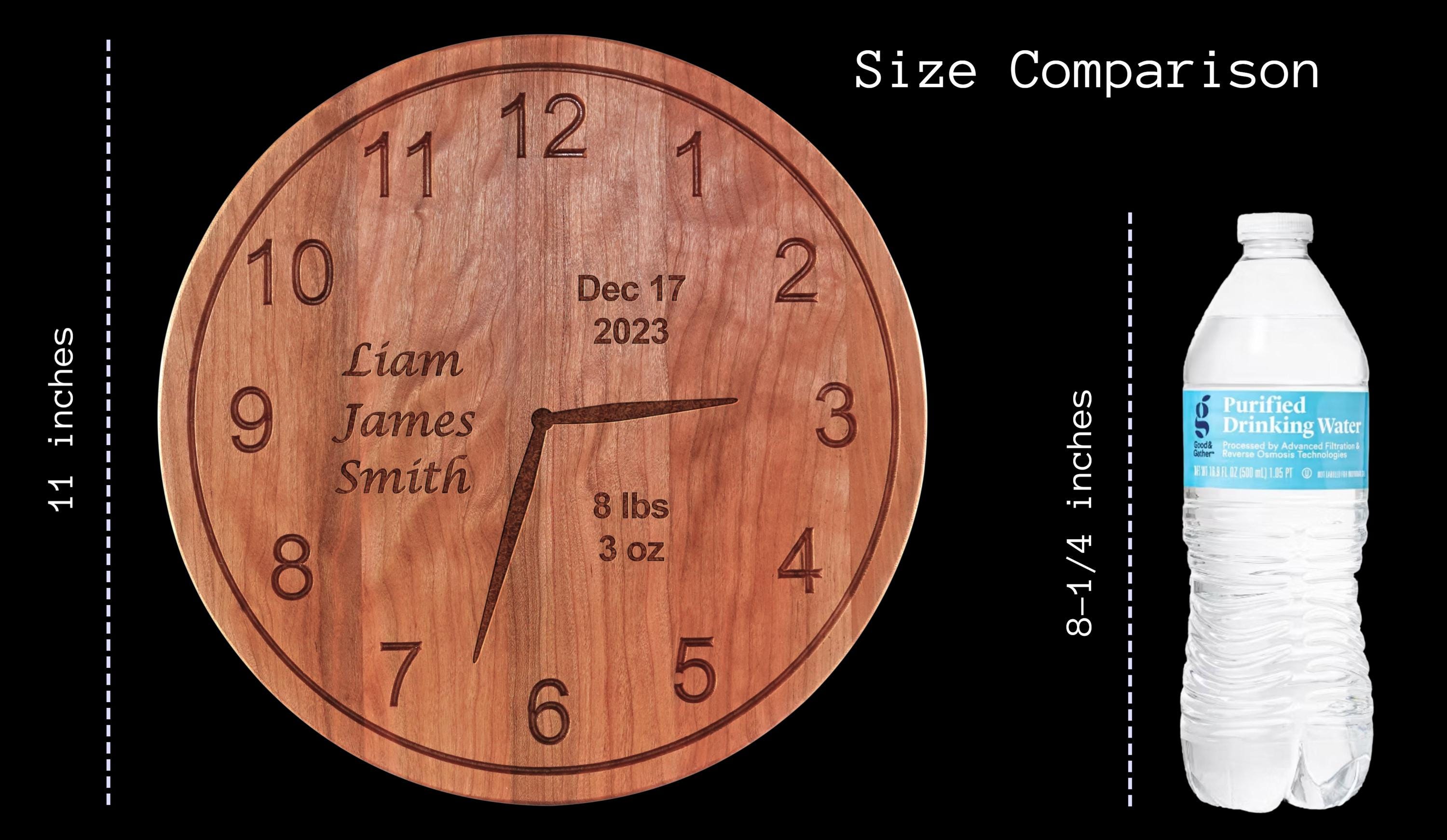 Engraved Birth Clock - Baby Shower Gift, Newborn Gift, Wood Wall Clock ...