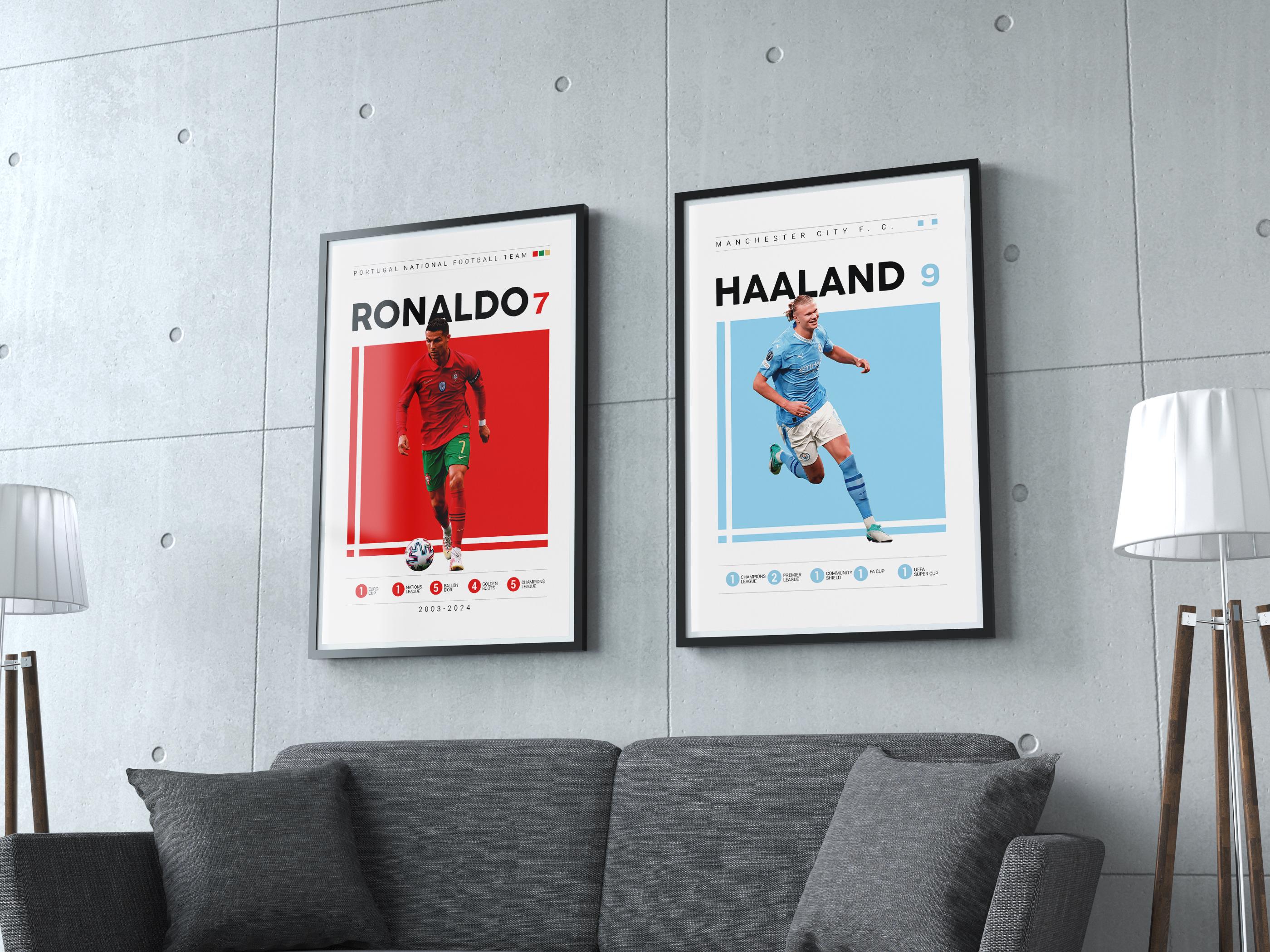 Soccer Star Poster Bundle: Ronaldo, Mbappe, Messi, Bellingham, Haaland ...