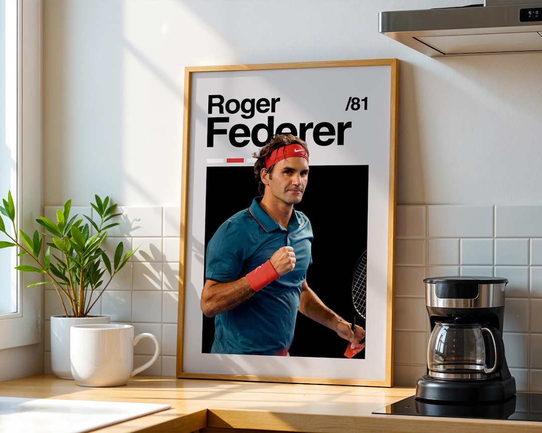 Roger Federer Poster, Tennis Print, Tennis Gifts, Sports Poster, Tennis ...