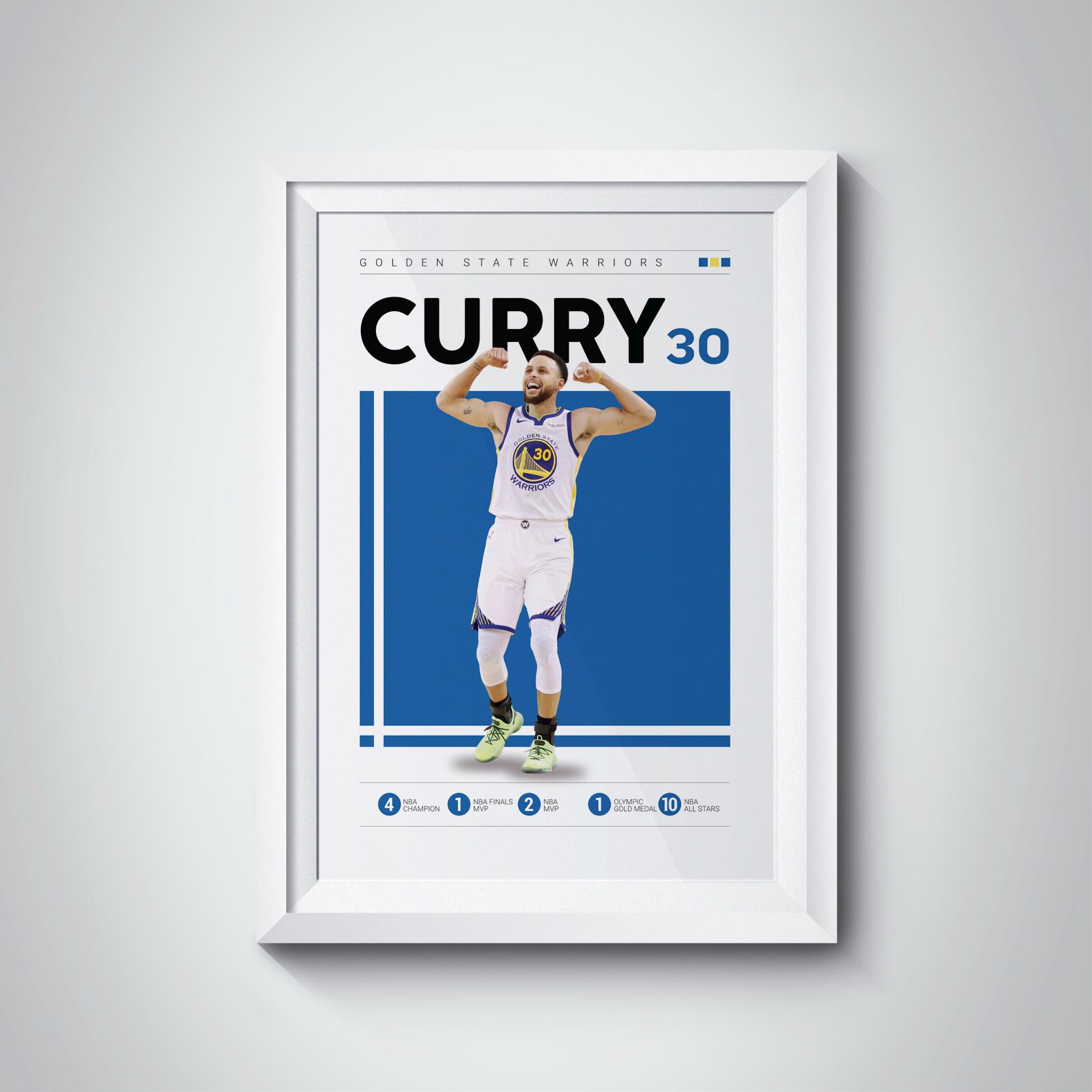 Steph Curry Poster: Warriors NBA Print, Basketball Wall Art (digital ...