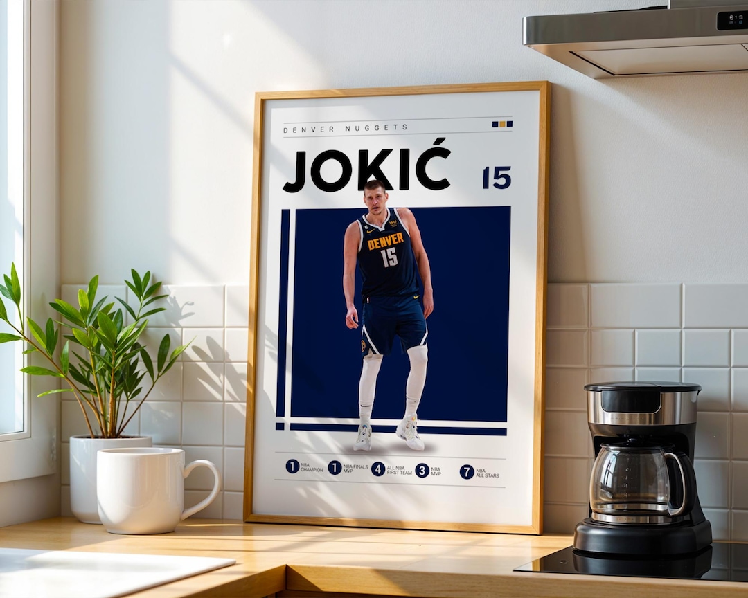 Nikola Jokic Poster, Nuggets NBA Print, Basketball Gifts, Sports Poster ...