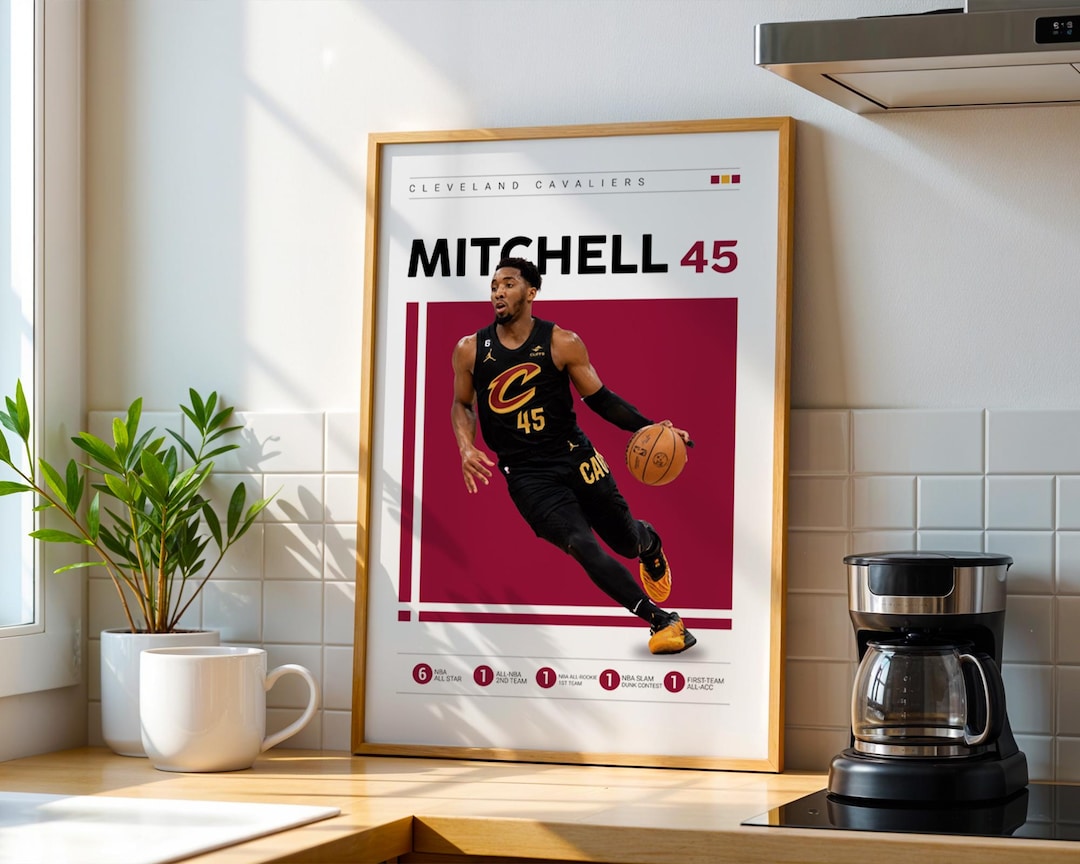 Donovan Mitchell Poster: Cleveland Cavaliers NBA Print (digital ...