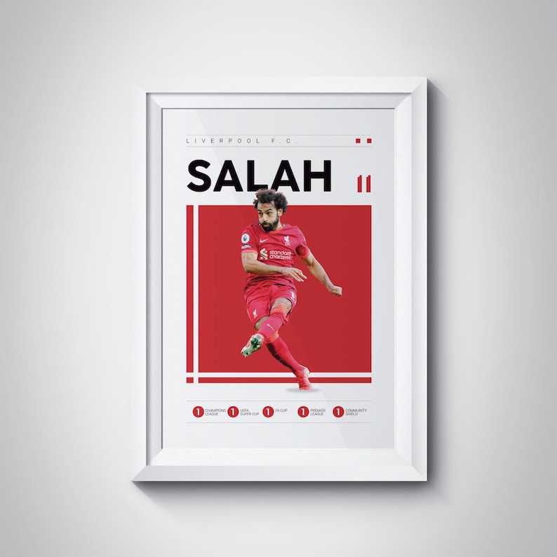 Mohamed Salah Poster, Liverpool Soccer Print, Soccer Gifts, Sports ...