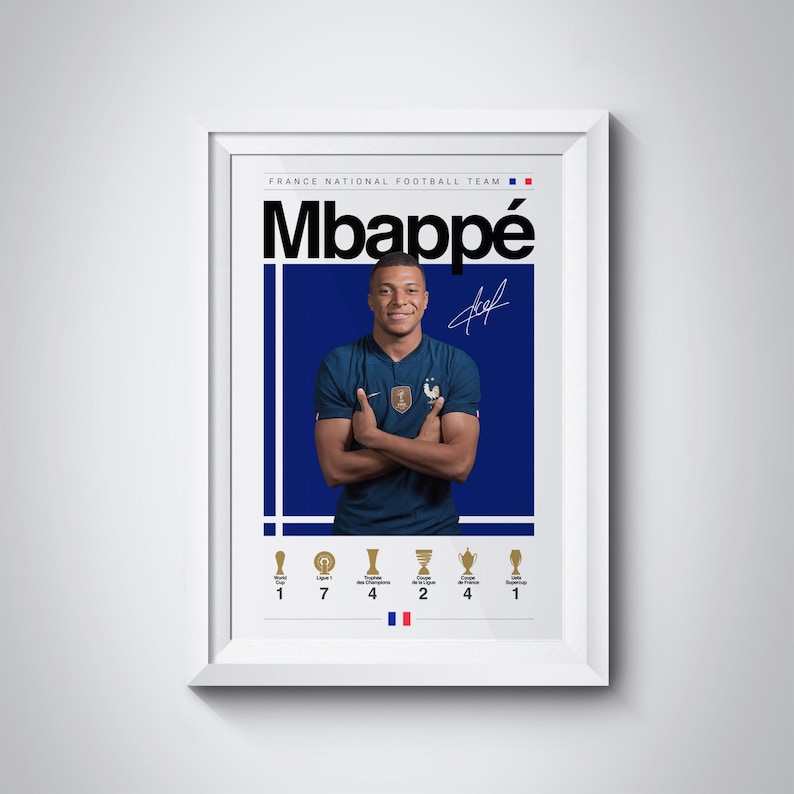 Kylian Mbappe Poster, France Soccer Print, Soccer Gifts, Sports Poster ...