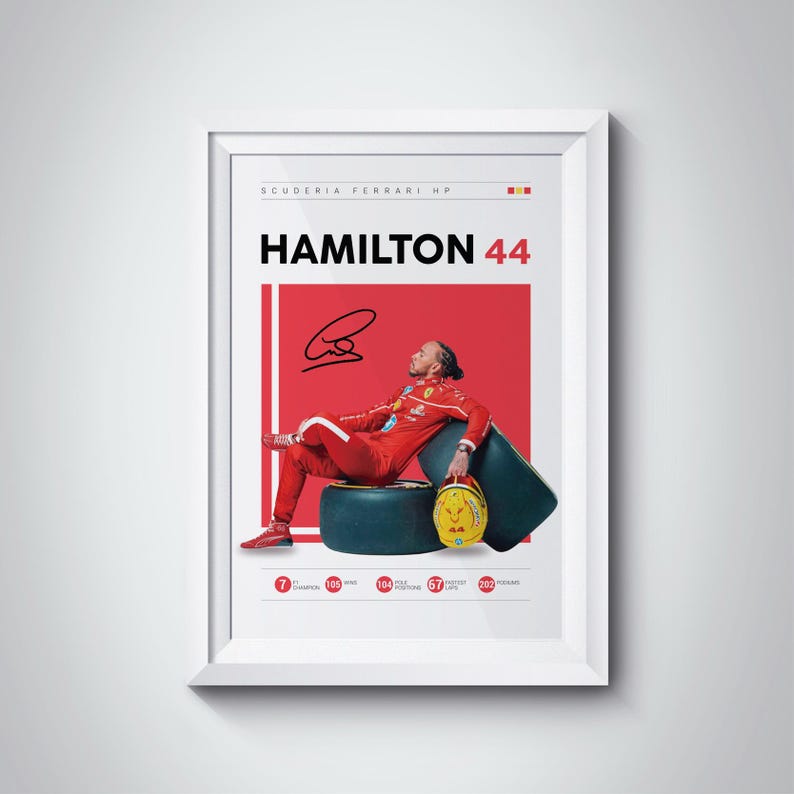 Lewis Hamilton Poster, Ferrari F1 Print, F1 Gifts, Sports Poster ...