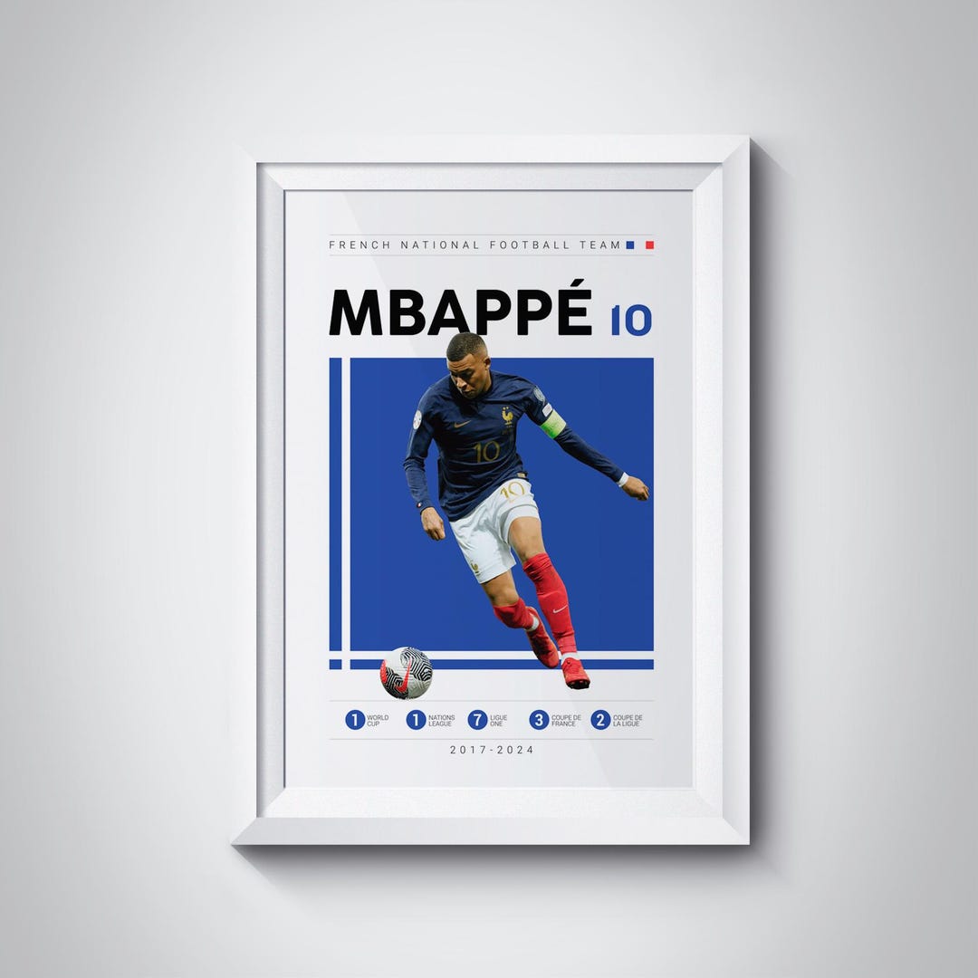 Kylian Mbappe Poster, France Soccer Print, Soccer Gifts, Sports Poster ...