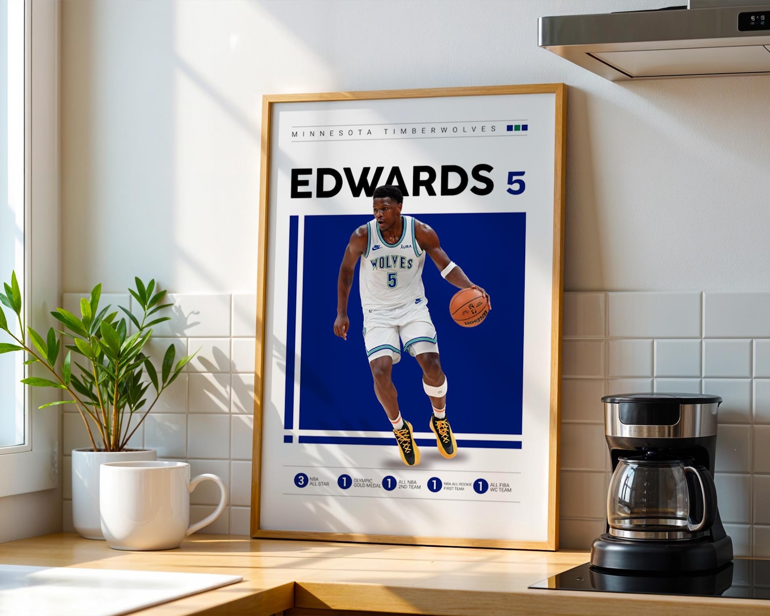 Anthony Edwards Timberwolves Poster: NBA Basketball Art (digital ...