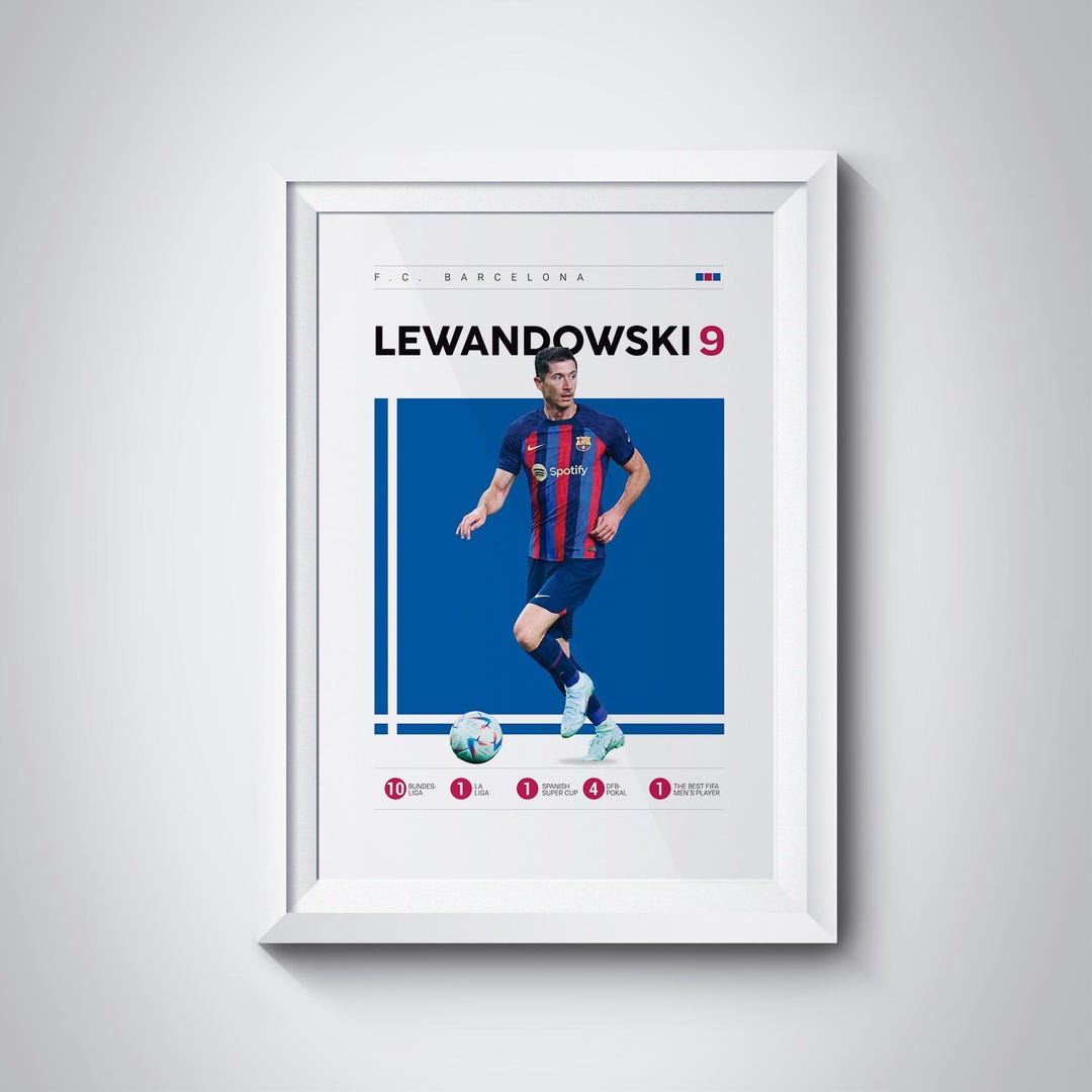 Robert Lewandowski Poster, Barcelona Soccer Print, Soccer Gifts, Sports ...