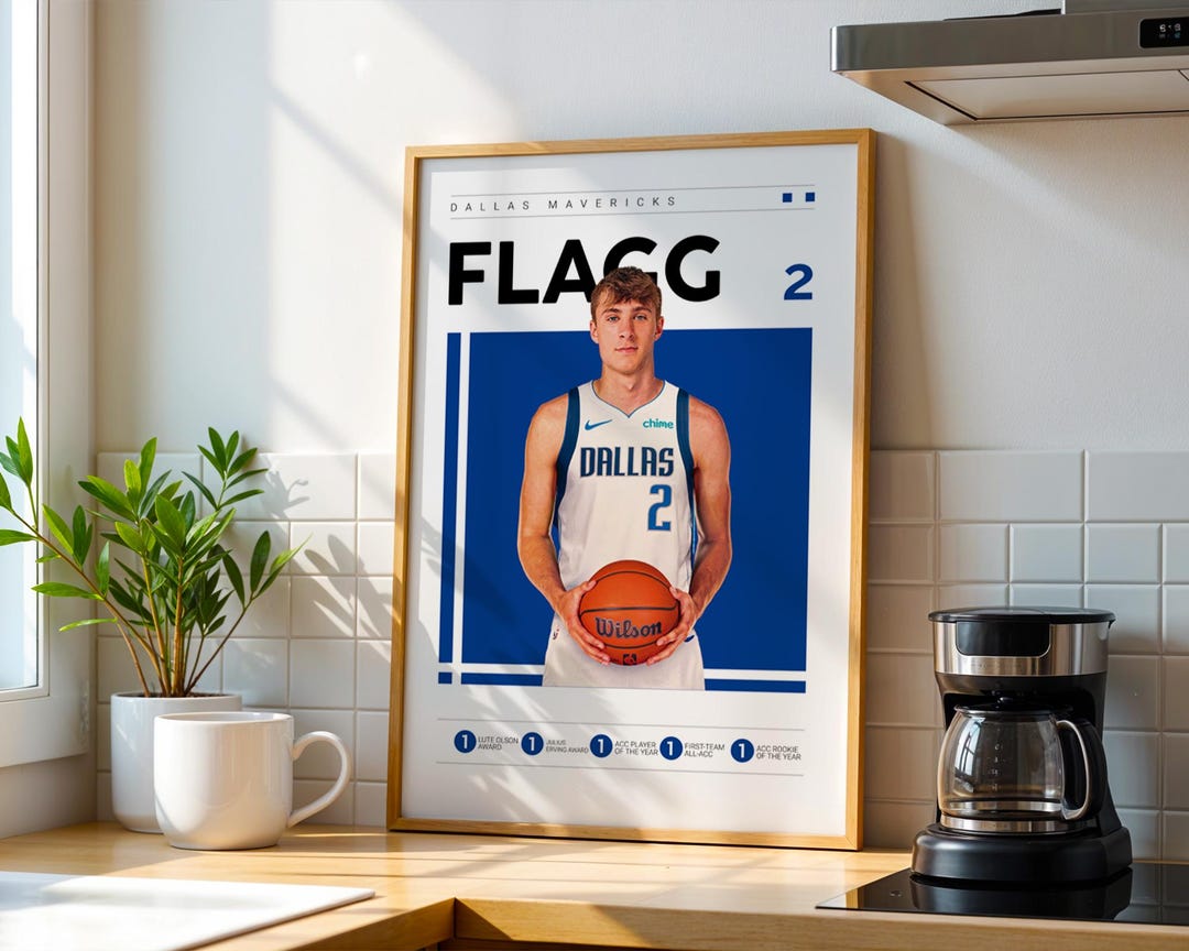 Cooper Flagg Poster, Dallas Mavericks NBA Print, Basketball Gifts ...