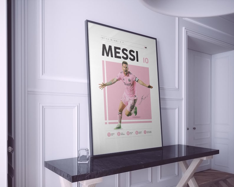 Lionel Messi Poster, Inter Miami Soccer Print, Soccer Gifts, Sports ...