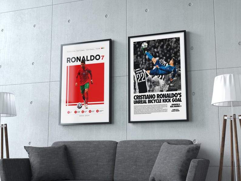 Cristiano Ronaldo Poster, Portugal Soccer Print, Soccer Gifts, Sports ...