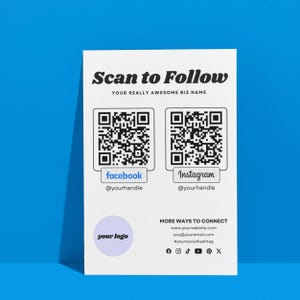 Editable Scan to Follow QR Code Sign Template | Scan for Social Media ...