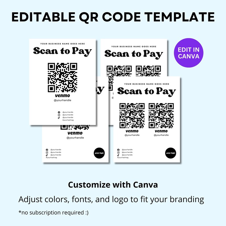 Minimalist Scan to Pay QR Code Sign Template | 12 Templates, Payment ...