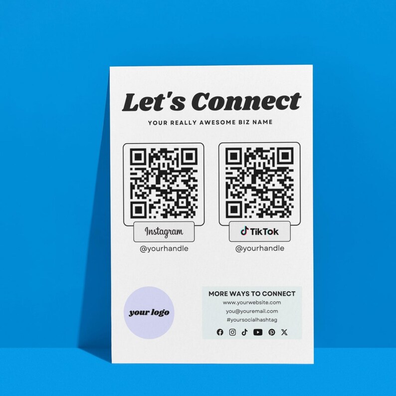 Editable Follow Us QR Code Sign Template | Scan for Social Media Sign ...