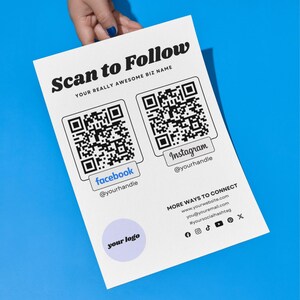 Editable Scan to Follow QR Code Sign Template | Scan for Social Media ...