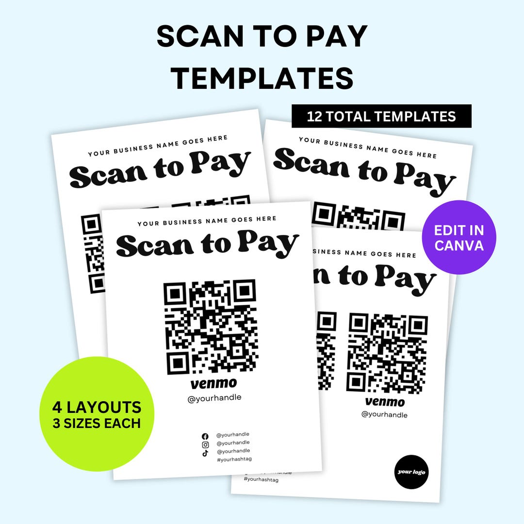 Minimalist Scan to Pay QR Code Sign Template | 12 Templates, Payment ...