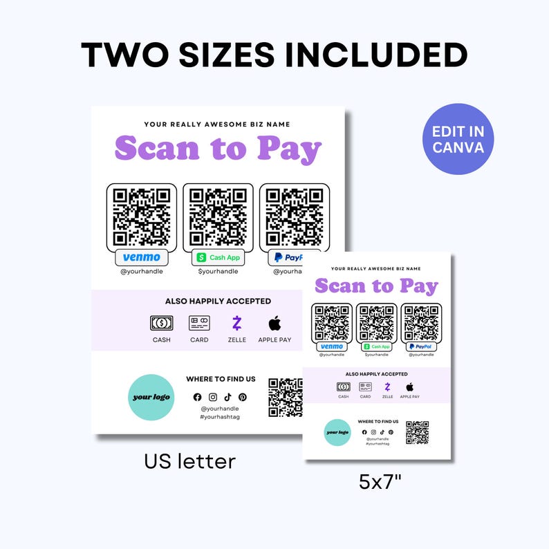 Customizable QR Code Scan to Pay Sign Template | Small Business Signage ...