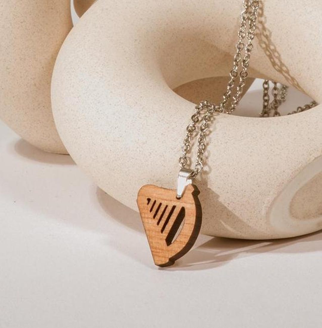 Celtic Harp Pendant - Sustainable Irish Wooden Jewellery ...