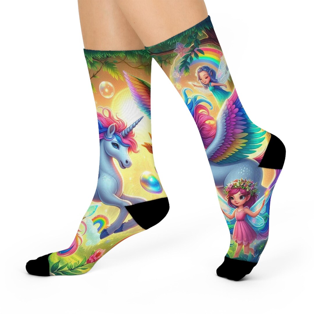 Unicorn Fantasy Socks, Mystic Unicorn, Fantasy Rainbow, Cutesy Fun ...