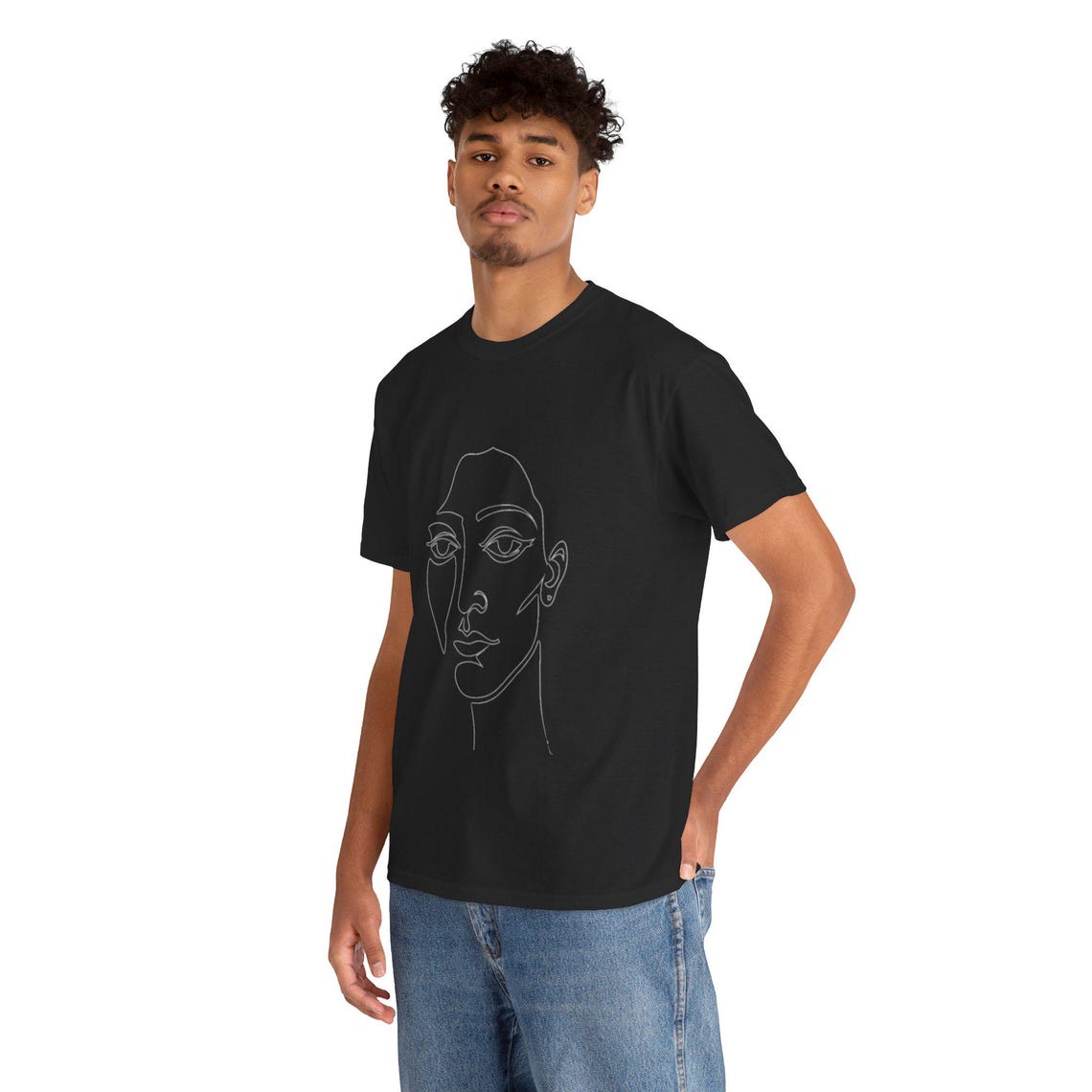 Abstract Face Line Art Shirt, Single Line Drawing Tee - Etsy