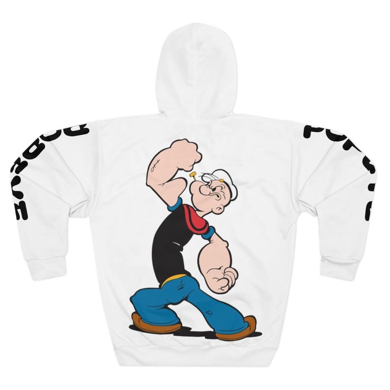 Popeye the Sailor Unisex Hoodie, White Pullover Sweatshirt With Popeye ...