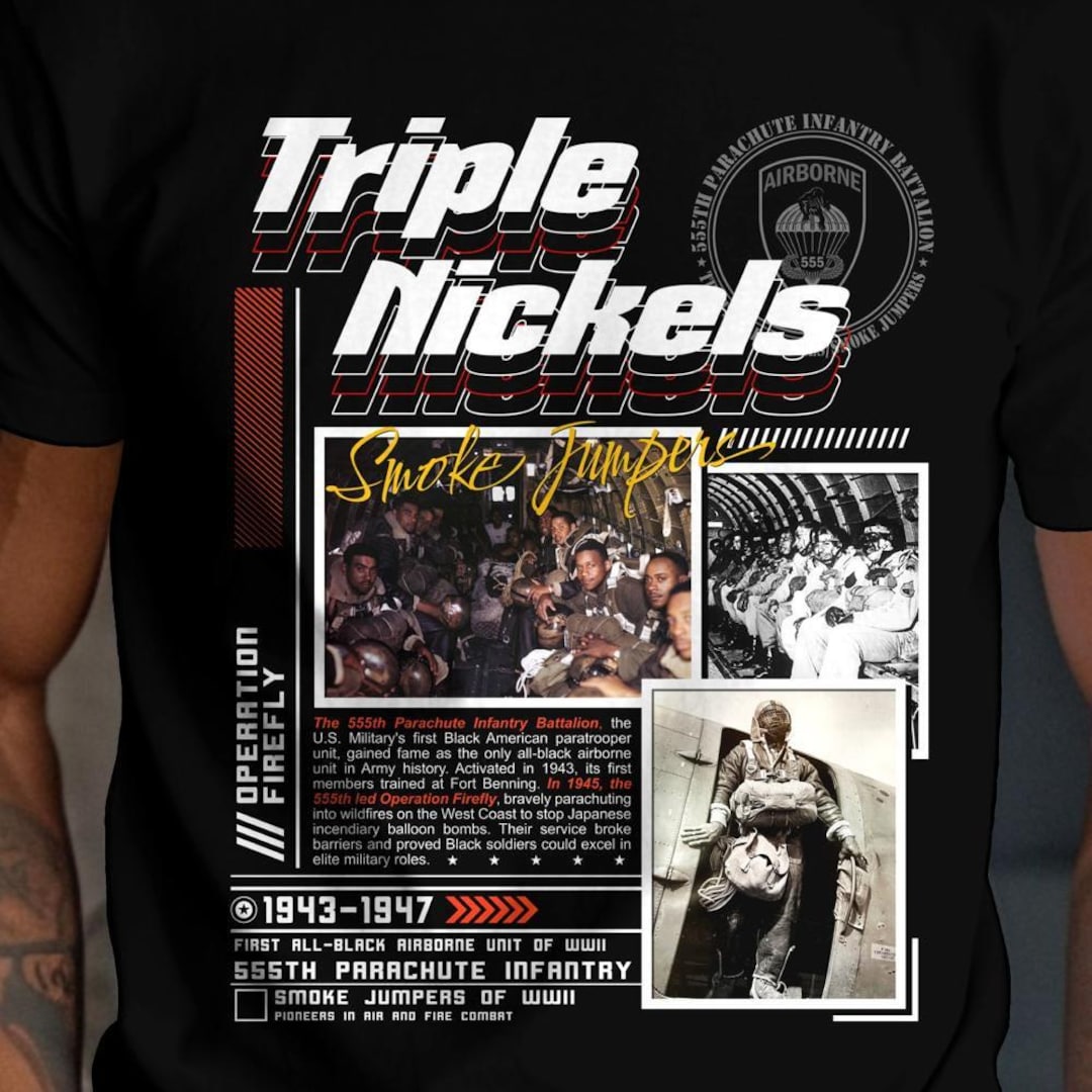 Black Paratroopers 555th Parachute Infantry Battalion Black T-shirt ...