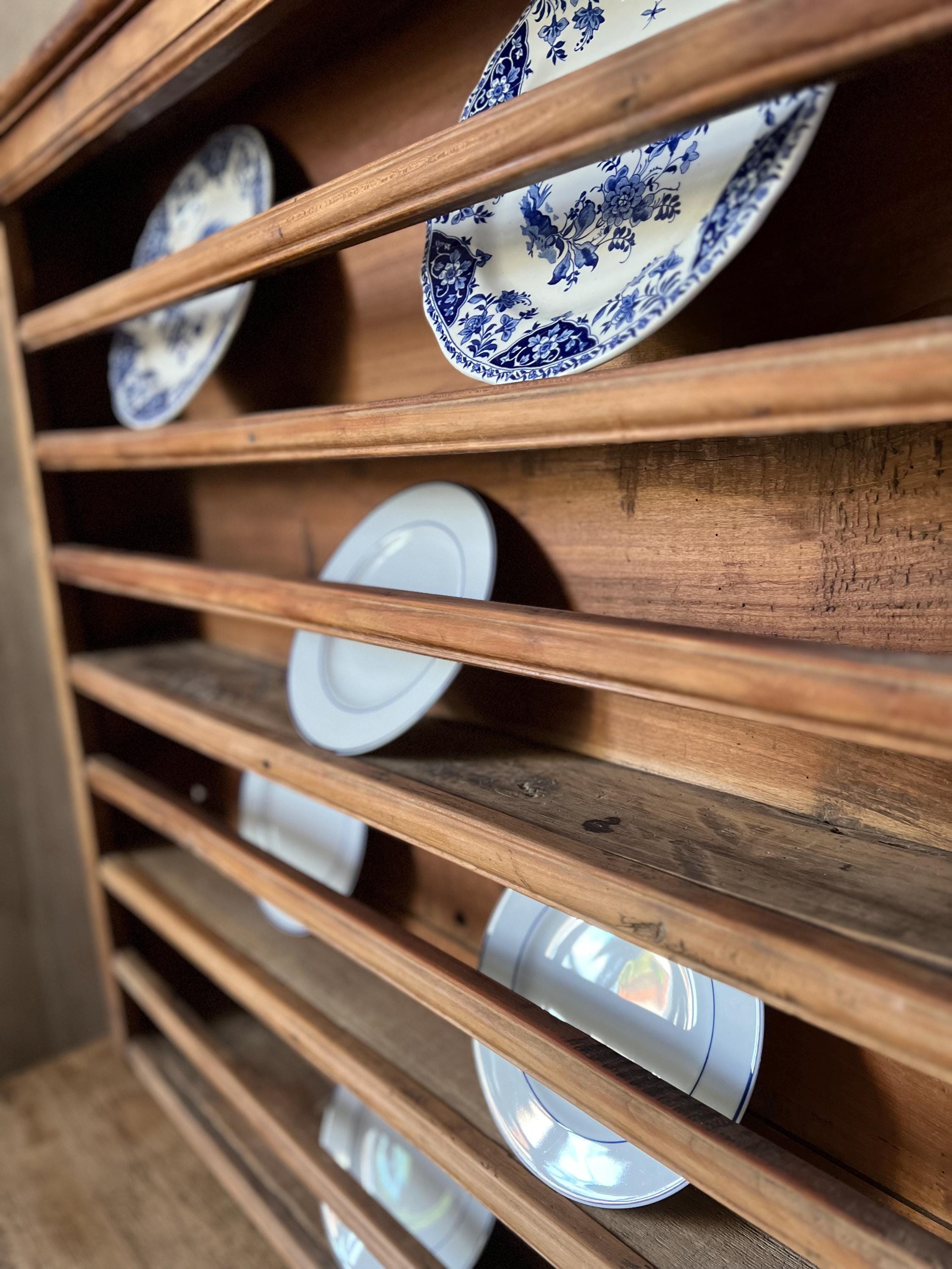 French Vintage Oak Plate Rack - Etsy