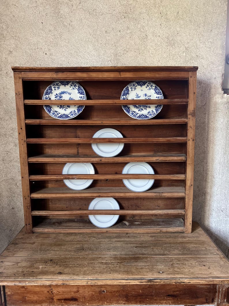 French Vintage Oak Plate Rack - Etsy