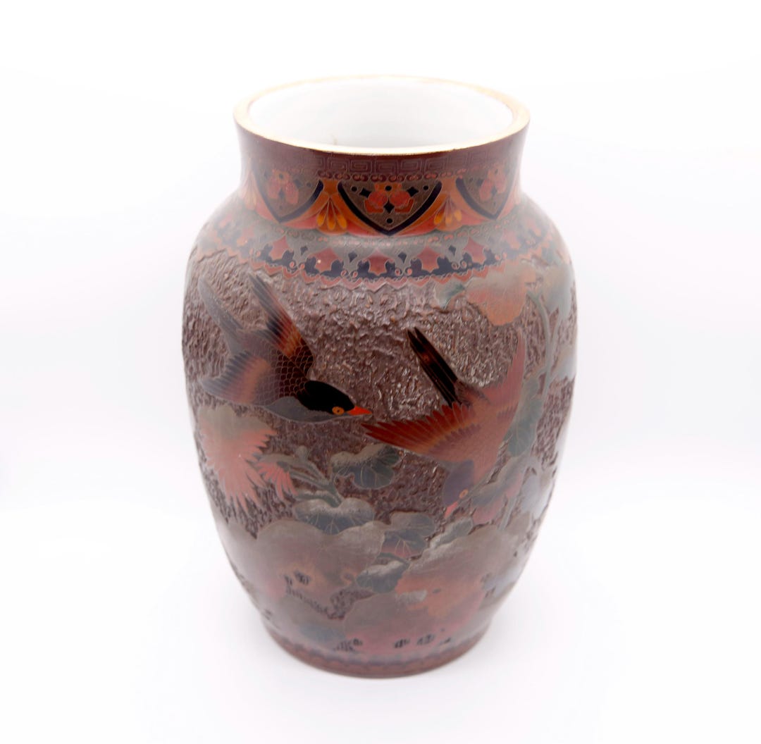 Antique Japan Japanese Meiji Totai Shippo Bird Butterfly Porcelain Vase ...