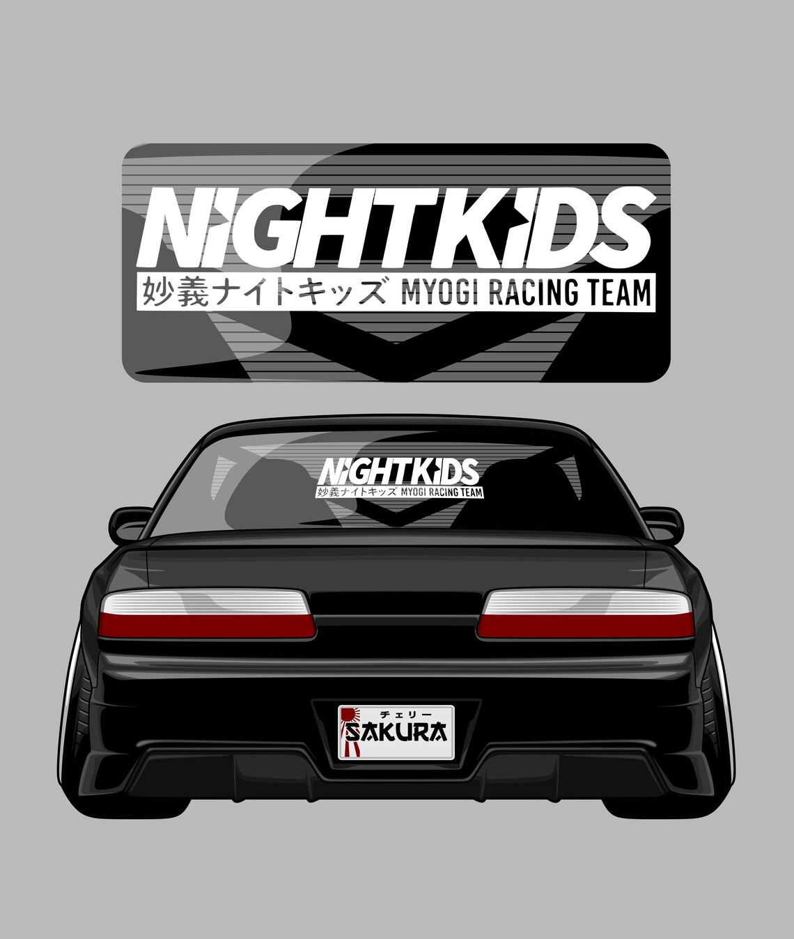 Initial-d Nightkids XL Rear Window, Lower Banner, Small Sticker ...