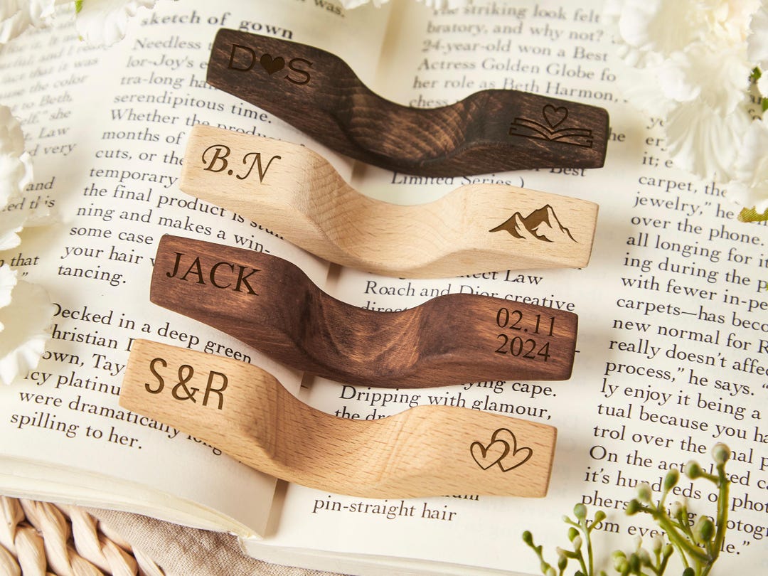 Personalized Wood Book Page Holder,custom Thumb Page Holder,wooden Page ...