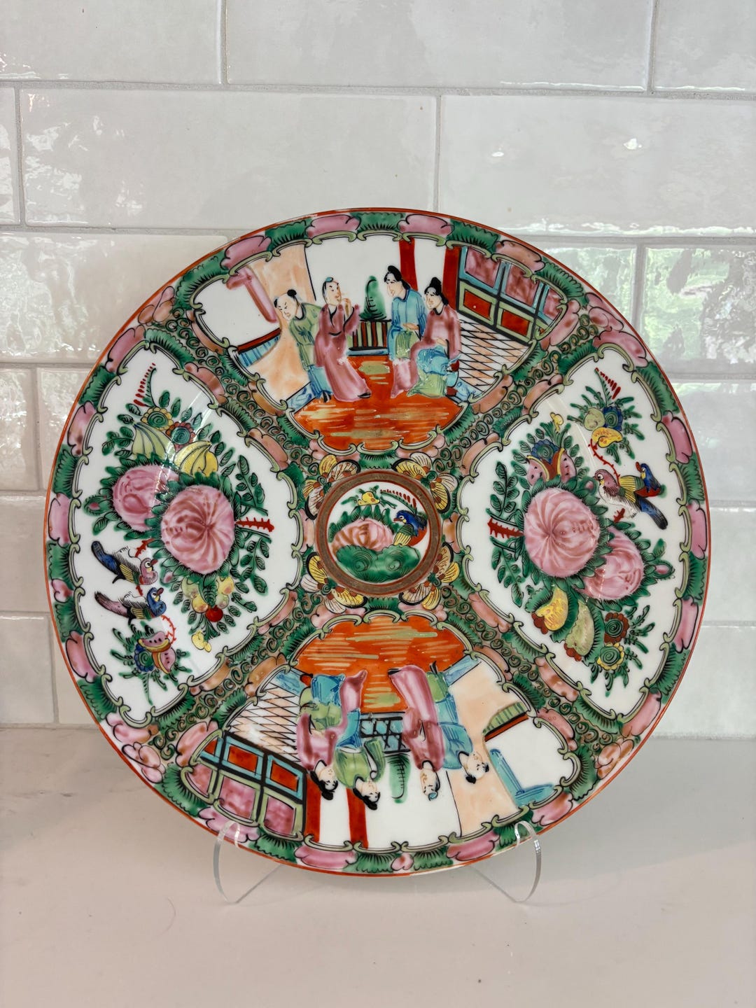 Vintage Rose Medallion Plate | Hand-painted Chinese Porcelain | 10.5 ...