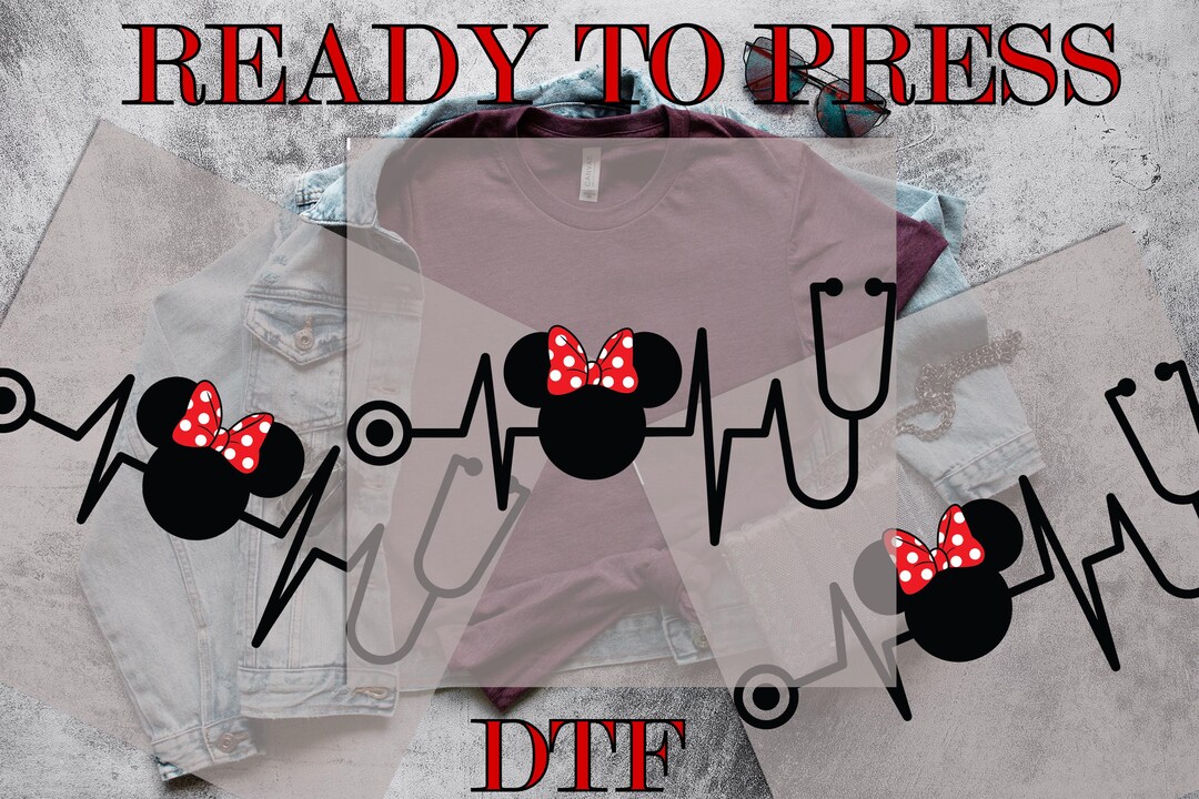 Minnie Stethoscope Heartbeat DTF Transfer, Disney Minnie Stethoscope ...