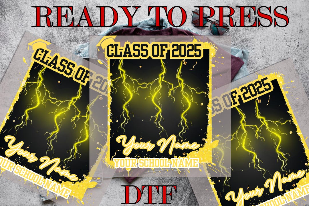 Custom Yellow Class of 2025 Graduation Photo 2025 DTF Transfer ...