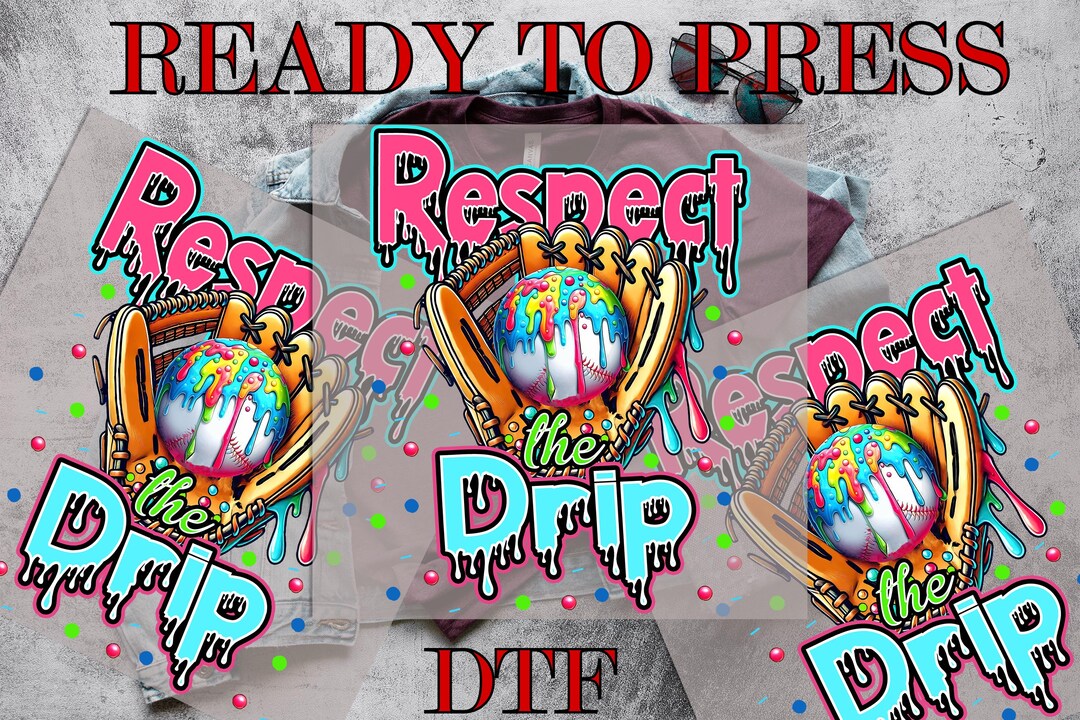 Respect the Drip Baseball Ice Cream DTF Transfer, Baseball Respect Drip DTF Transfer, Baseball ...