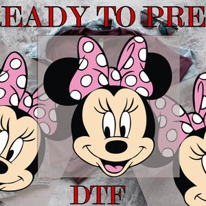 Minnie Mouse DTF Transfer, Minnie Mouse Disney DTF, Minnie Mouse Head ...