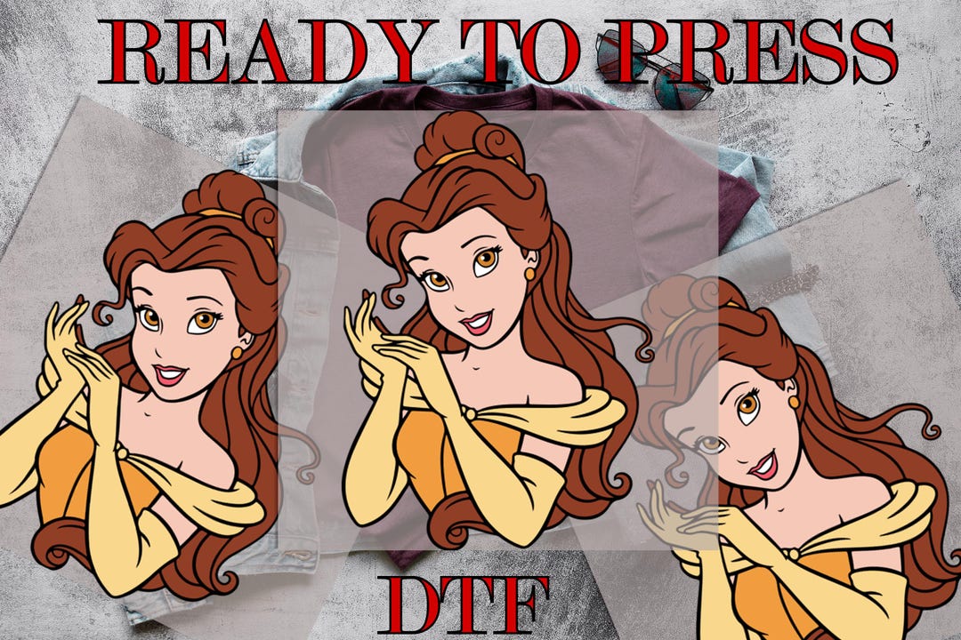 Disney Princess Belle DTF Transfer, Disney Princess DTF, Disney Belle ...