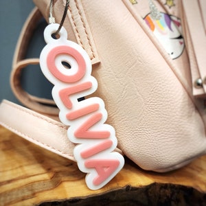 Personalized Backpack Name Keychain, Custom Bag Tag, Kids Name Tag ...