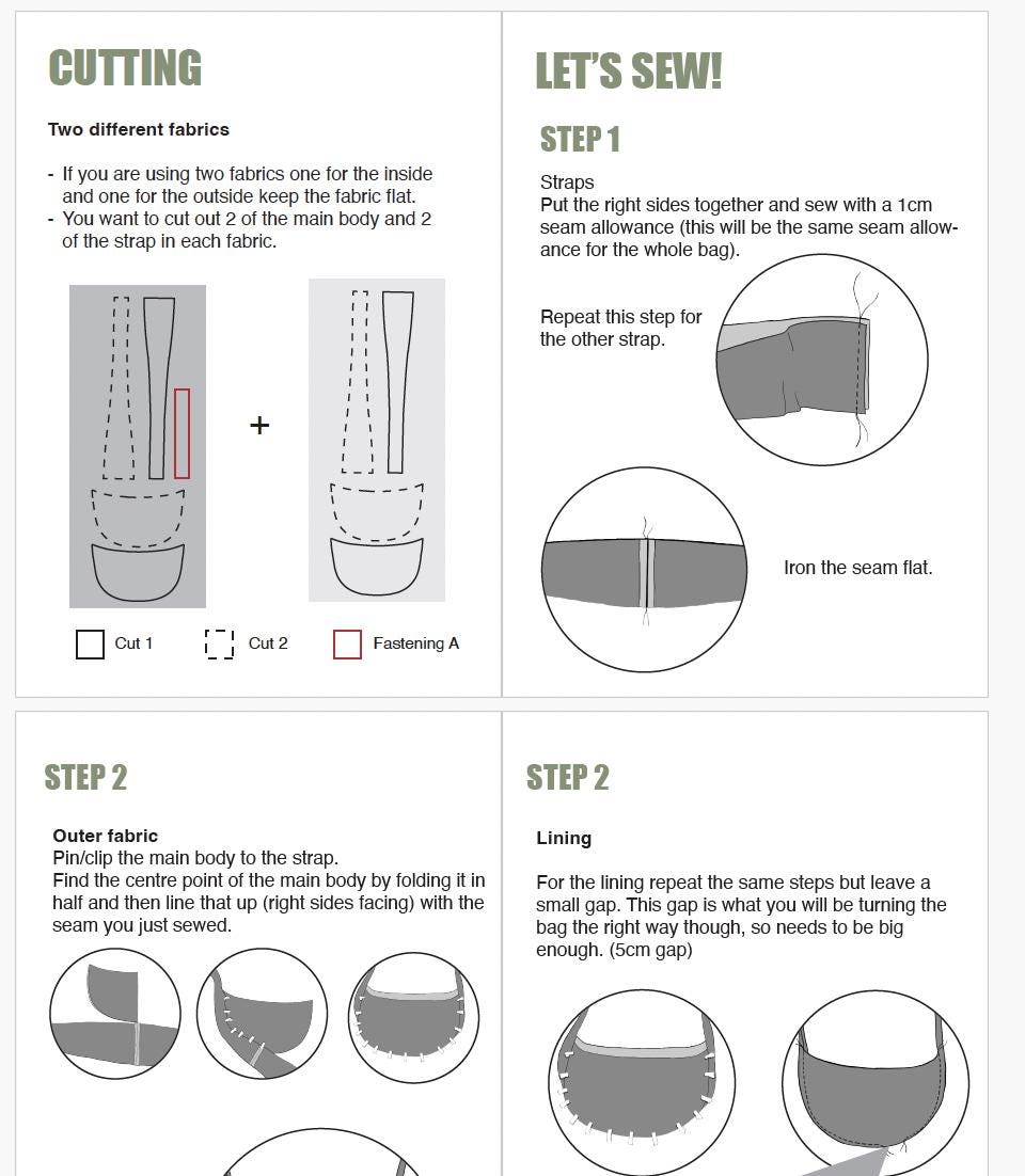 Crescent Bag PDF Sewing Pattern - Etsy