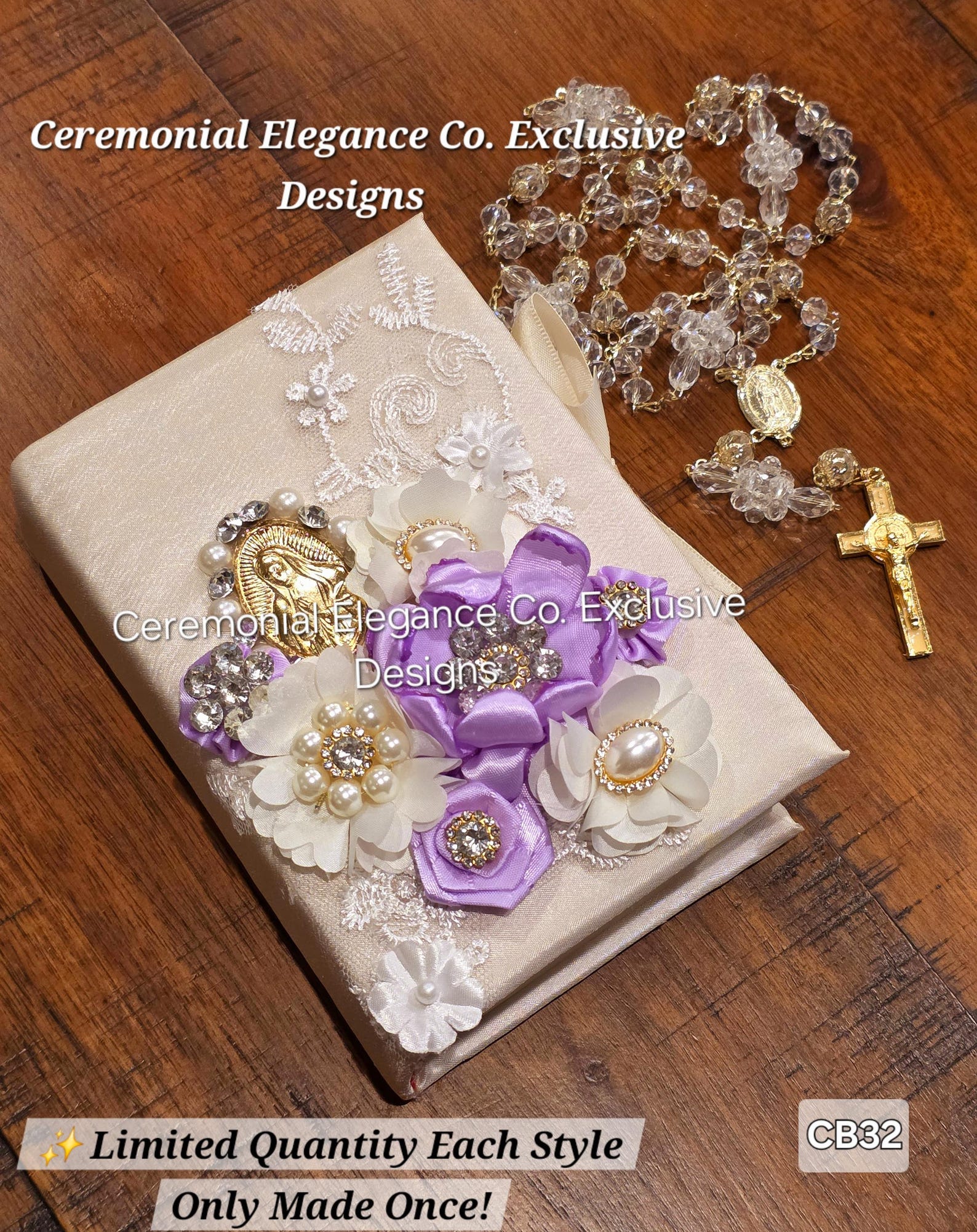 NEW Quinceañera Bible Lilac Lavender Purple, Wedding Bible & Rosary ...