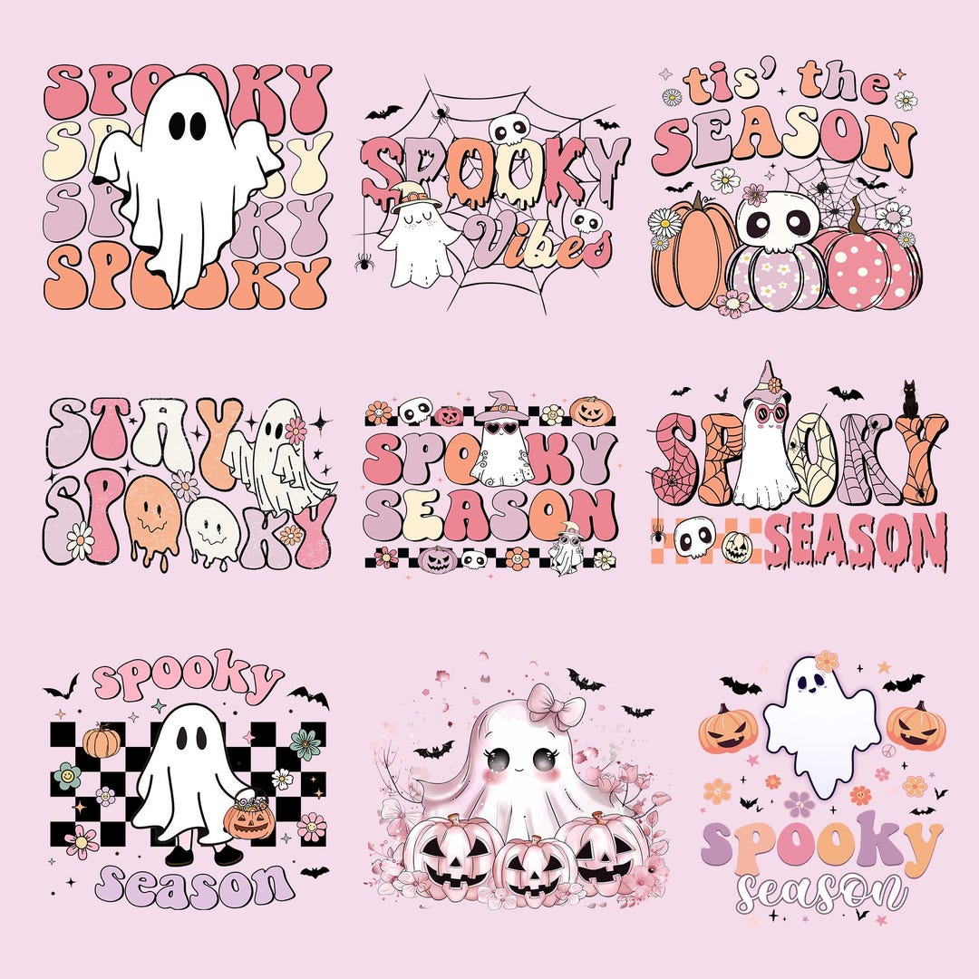 Retro Halloween Png Bundle, Halloween Png, Ghost Png, Hippie Png, Retro ...