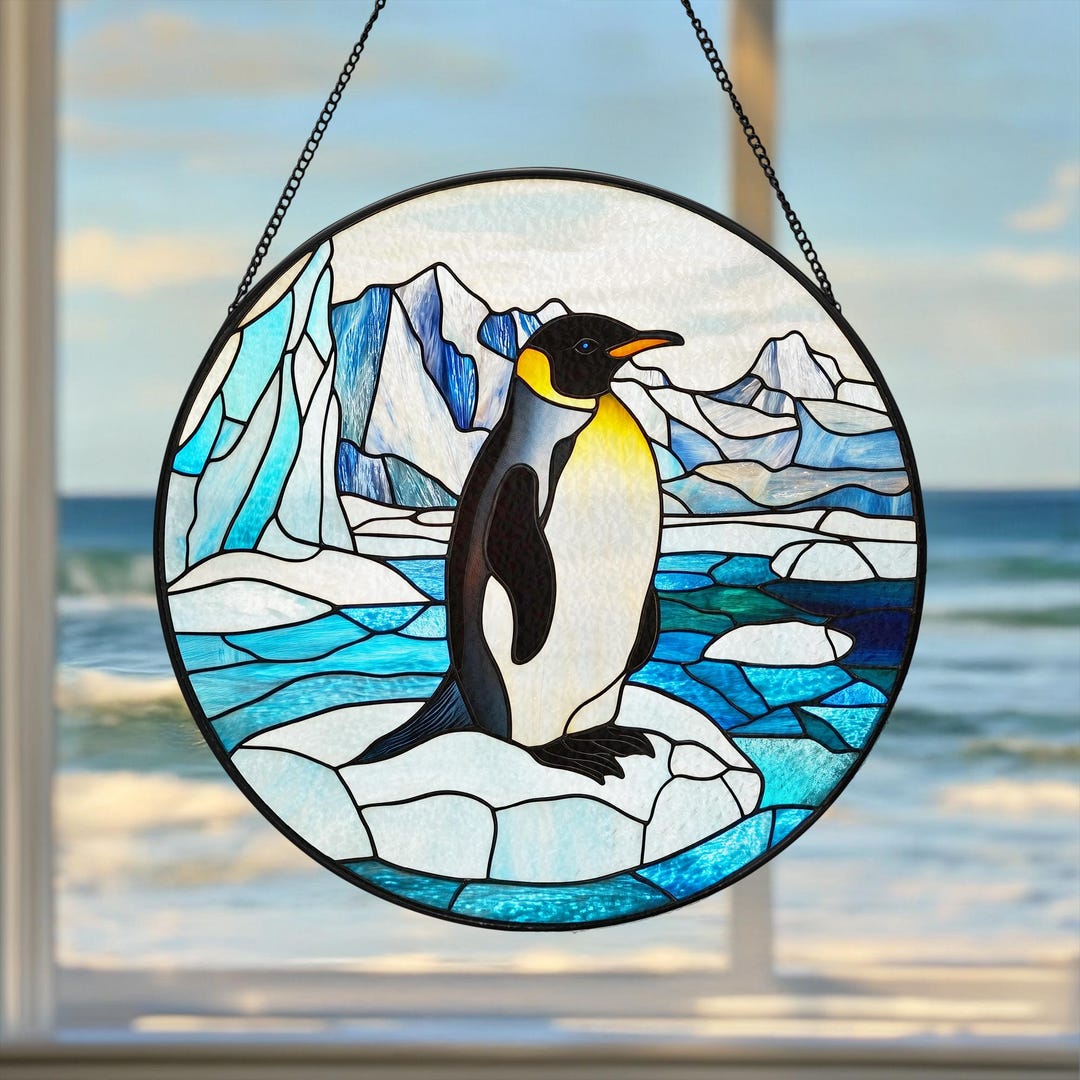Penguin Stained Glass Suncatcher, Penguin Lover Window Hanging, Animal ...