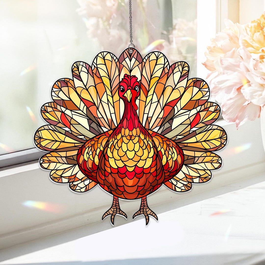 Turkey Acrylic Suncatcher: Thanksgiving Window Decor - Etsy