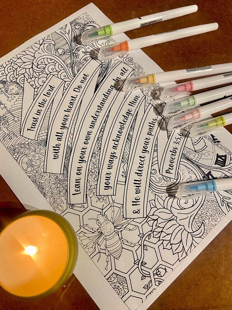 Adult Colouring Page Instant Download Trust in the Lord - Etsy