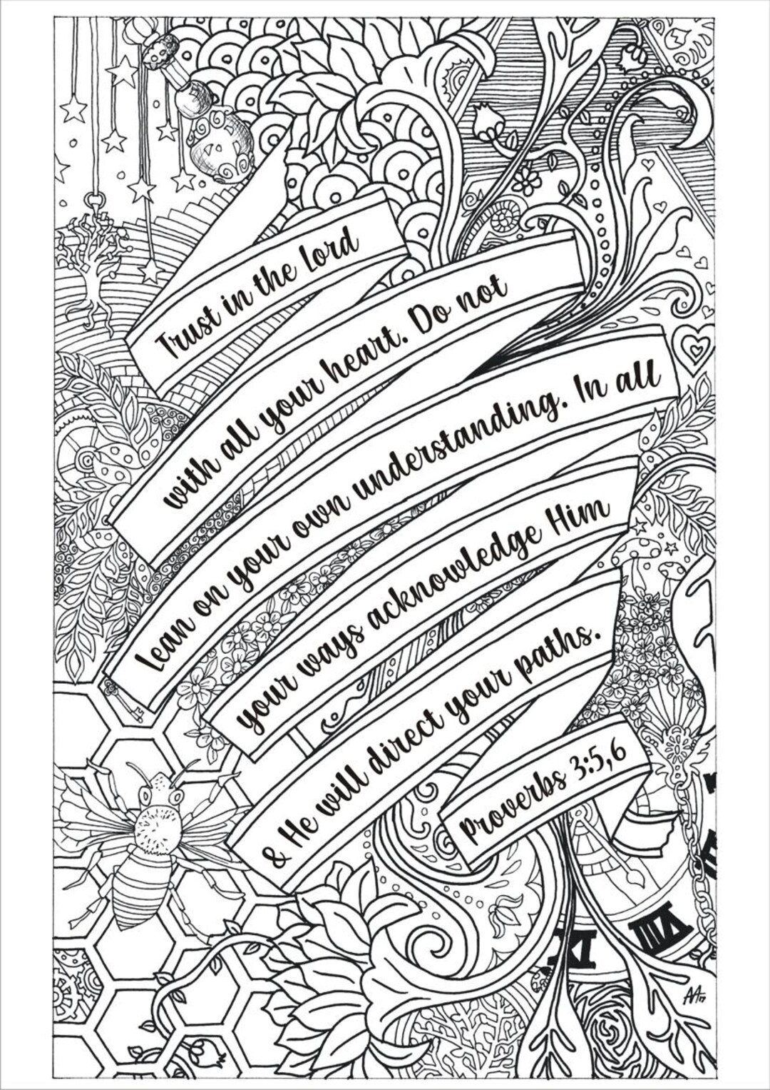 Adult Colouring Page - Instant Download - Trust in the Lord - Etsy