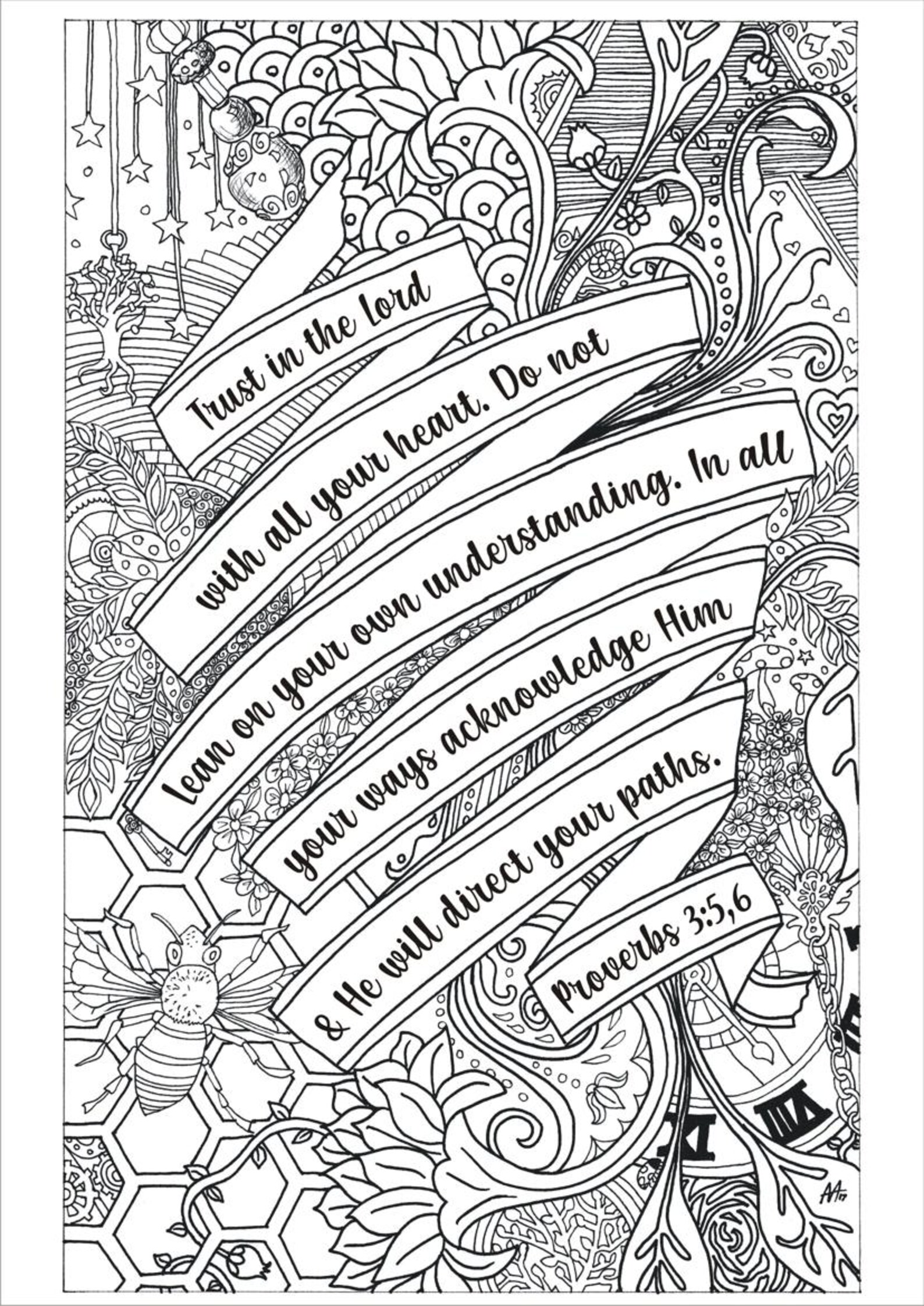 Adult Colouring Page - Instant Download - Trust in the Lord - Etsy