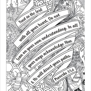 Adult Colouring Page - Instant Download - Trust in the Lord - Etsy