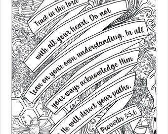 Adult Colouring Page - Instant Download - Trust in the Lord - Etsy