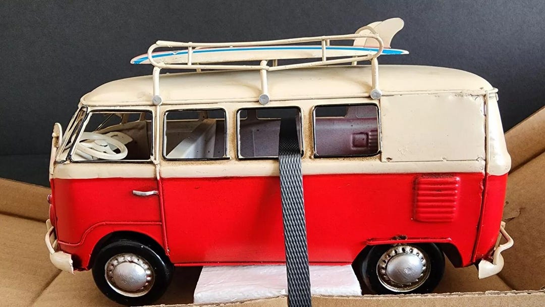 Vintage 1966 VW Volkswagen Mini Bus Red Tinplate Appx 10" Long - Etsy